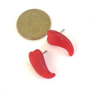 Red Moonglow Swish Heart Stud Earrings - Etsy