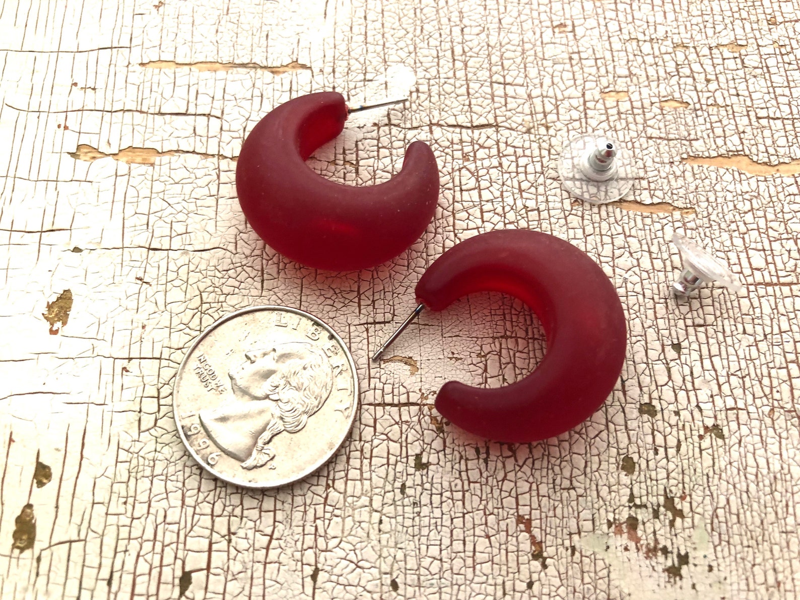 Cherry Red Frosted Chunky Snail Shell Hoop Earrings - Etsy
