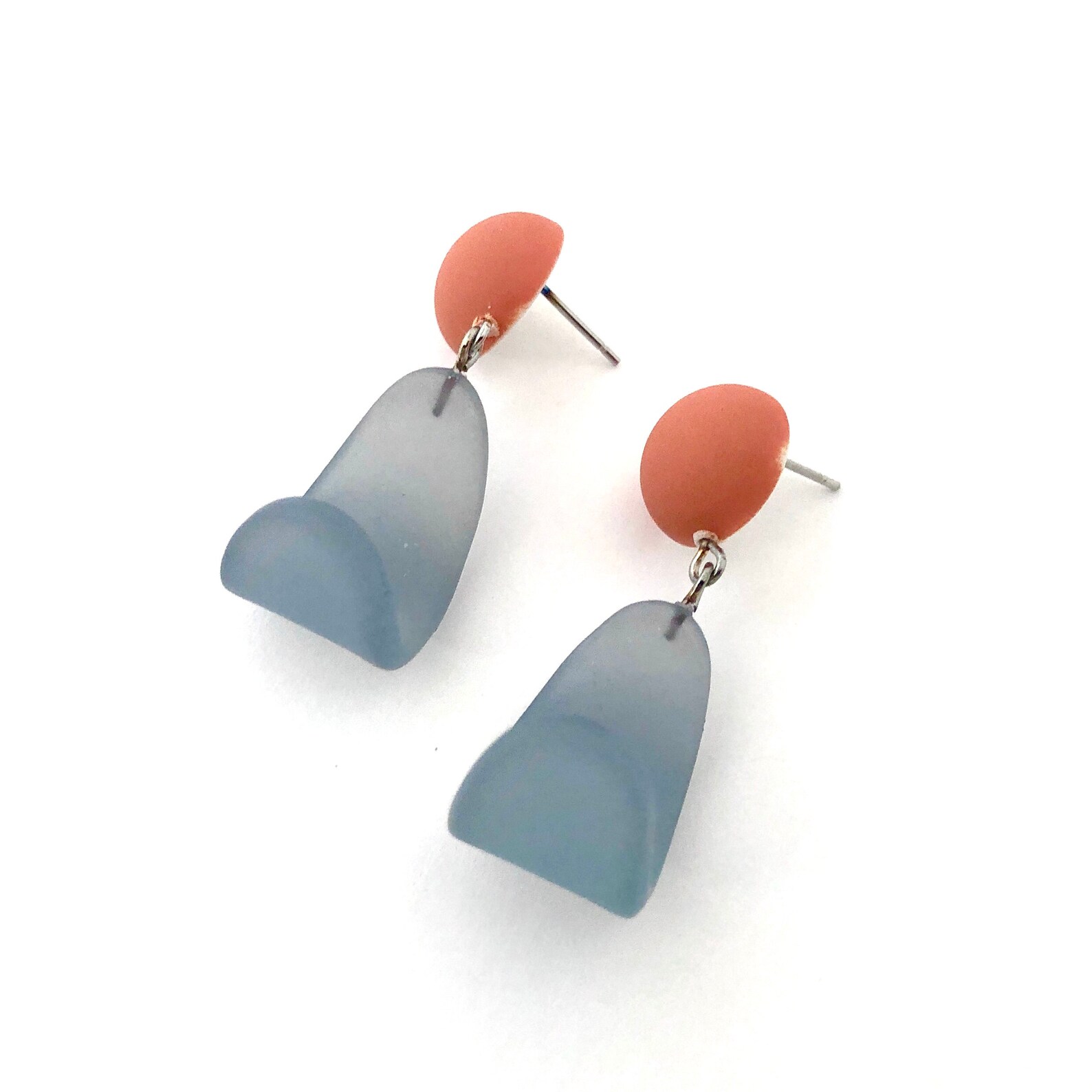 Slate Blue & Rust Petal Drop Earrings Retro Lucite Jewery by | Etsy