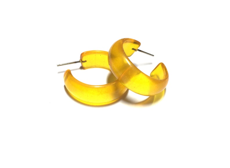 Yellow Hoop Earrings | Sunshine Yellow Hoops | Vintage Lucite Small ...