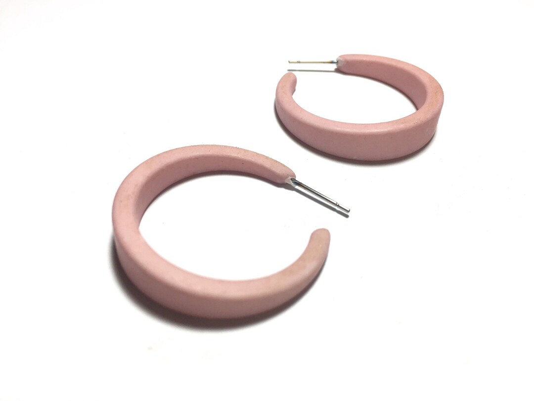 Ballet Slipper Pink Hoop Earrings | Very Light Pink Hoops | Velvet ...