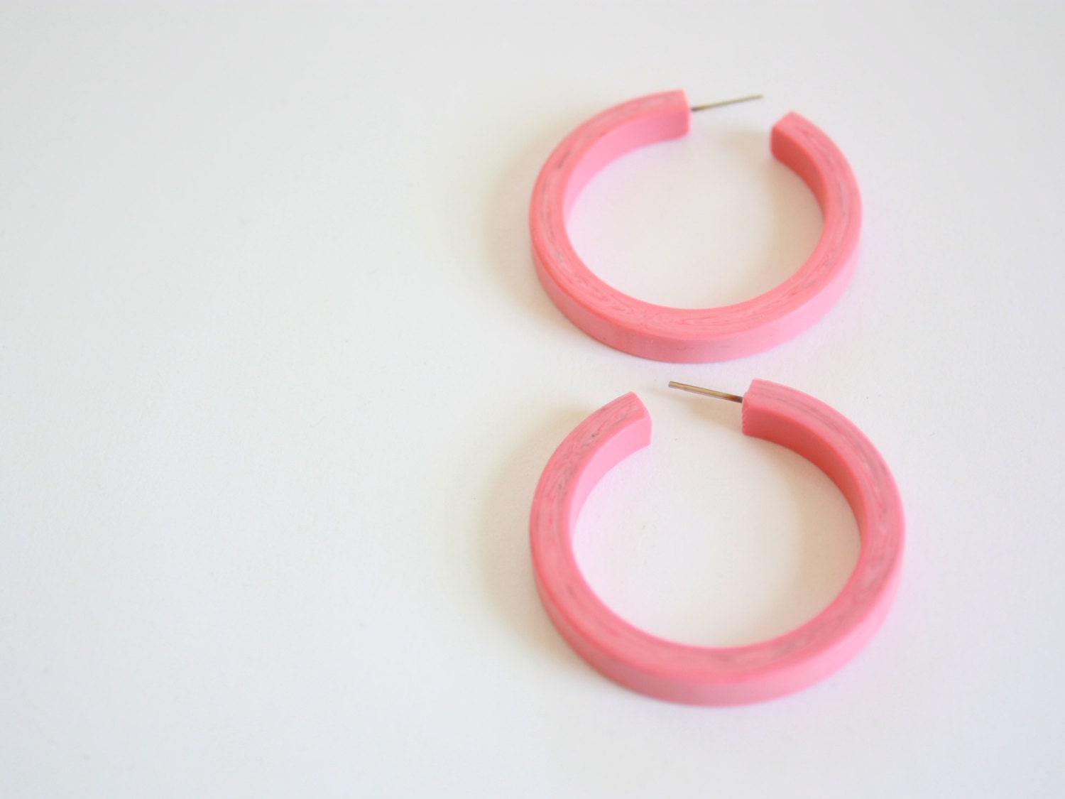 Pink Hoop Earrings Marbled Soft Pink Hoops Rose Matte | Etsy