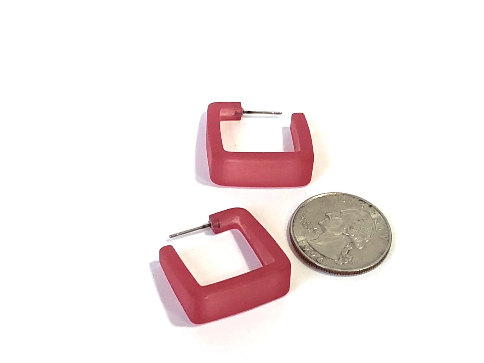 Square Hoops | Cherry Red Hoop Earrings | Red Cubist Square Hoops ...