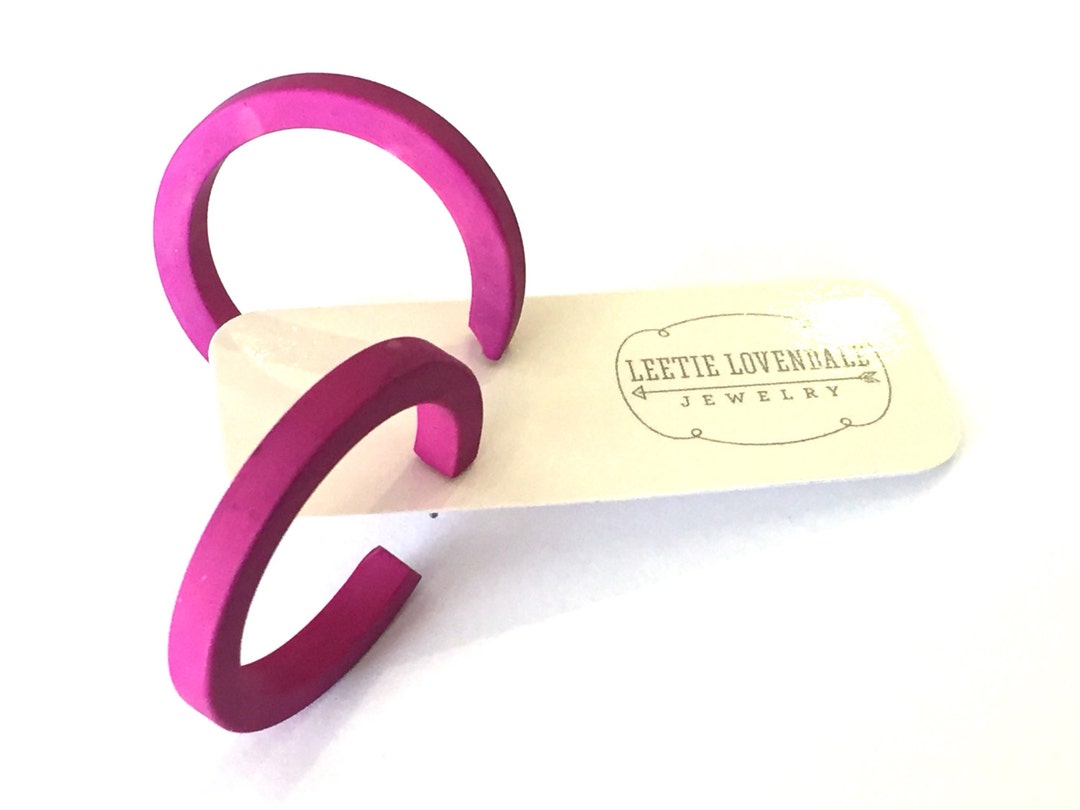 Violet Hoop Earrings Bright Purple Hoops Purple Matte Velvet Classic ...