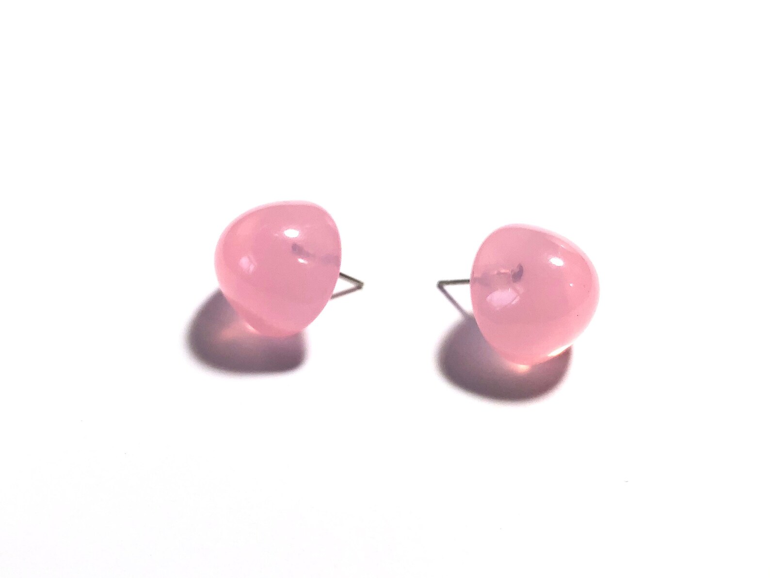 Pink Opal Studs Pastel Pink Translucent Gumdrop Button Stud - Etsy