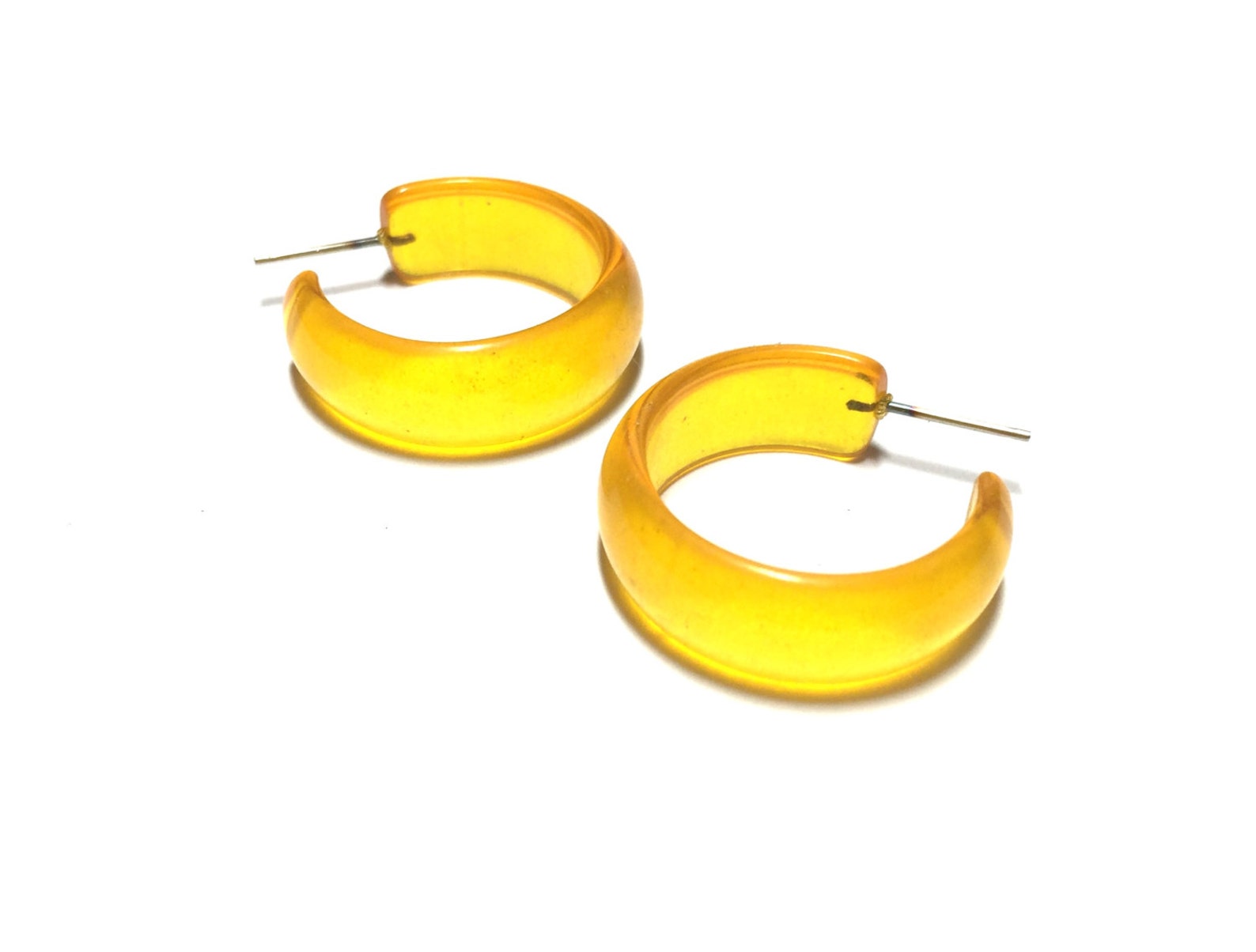 Yellow Hoop Earrings | Sunshine Yellow Hoops | Vintage Lucite Small ...