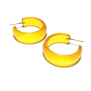 Yellow Hoop Earrings | Sunshine Yellow Hoops | Vintage Lucite Small ...