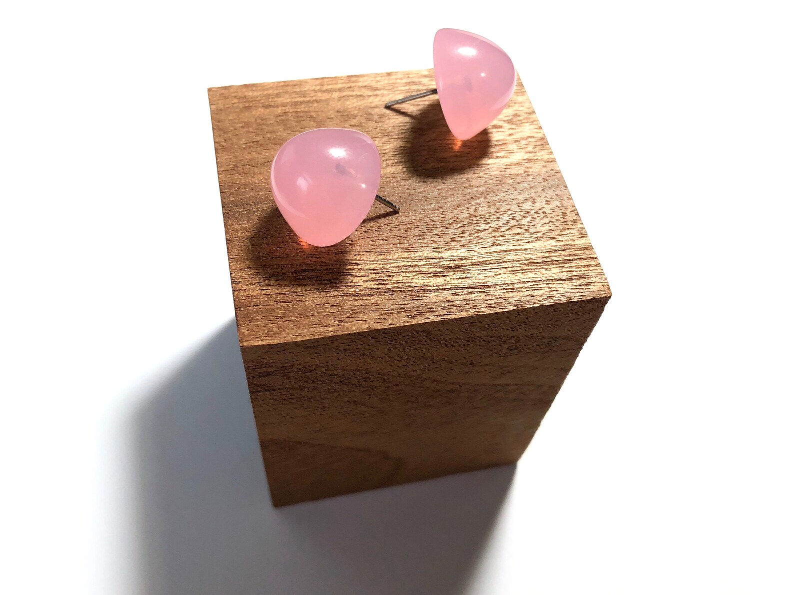 Pink Opal Studs Pastel Pink Translucent Gumdrop Button Stud - Etsy