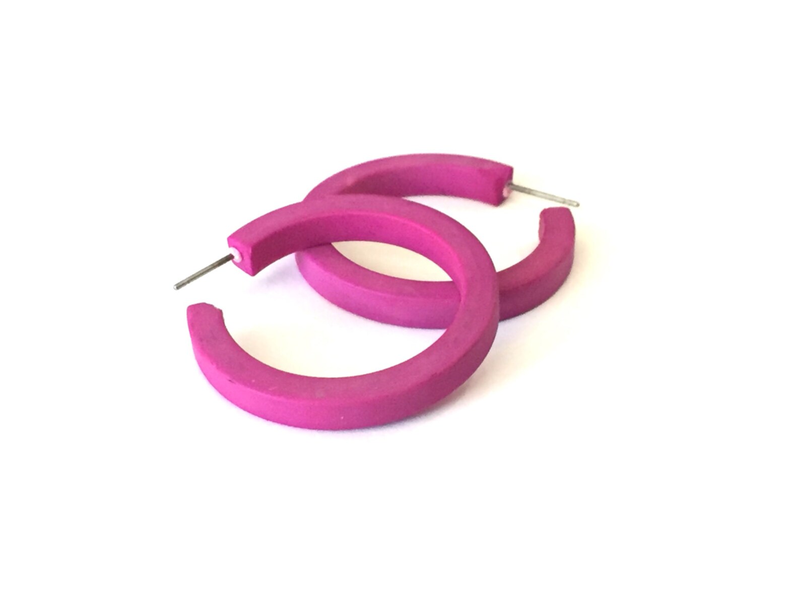 Violet Hoop Earrings Bright Purple Hoops Purple Matte Velvet Classic ...