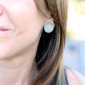 Indigo Blue Stud Earrings Denim Blue Retro Button Studs Vintage Matte ...