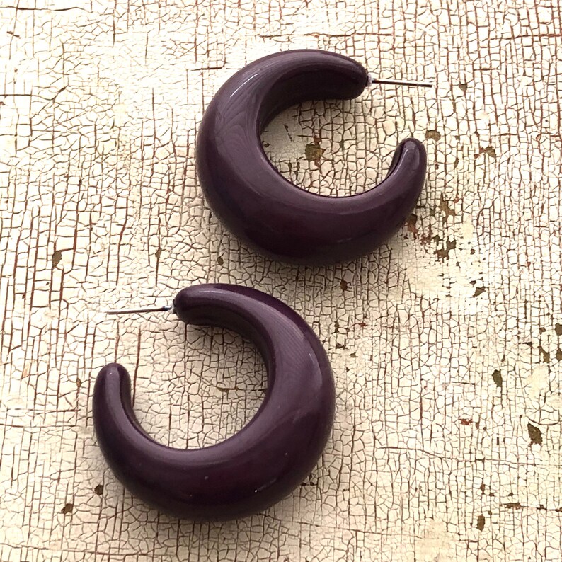 Black Chunky Hoops | Retro Large Lucille Ball Hoops | Vintage Lucite ...