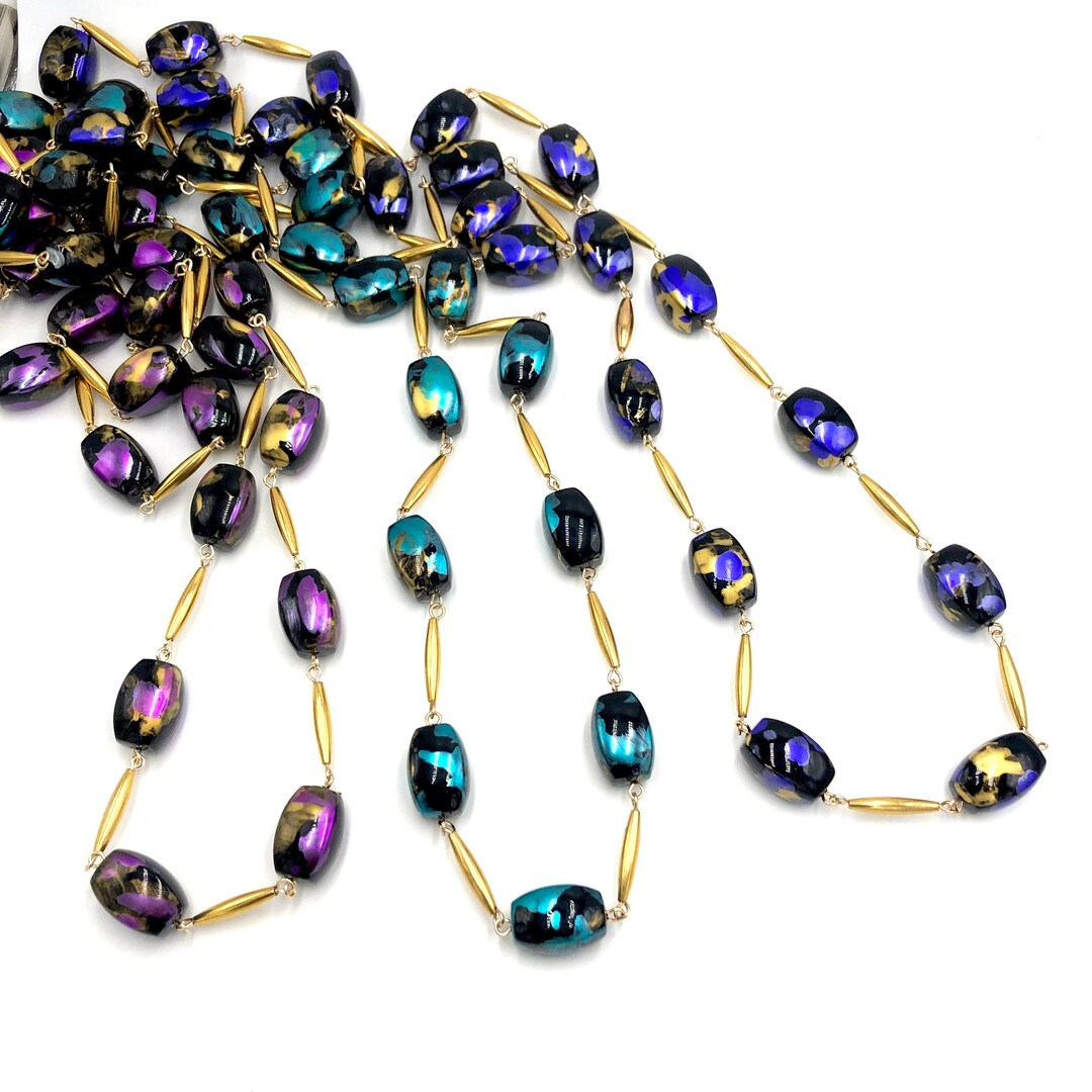 Painter Opera Necklace - Handmade Rope Necklace With Vintage Beads ...
