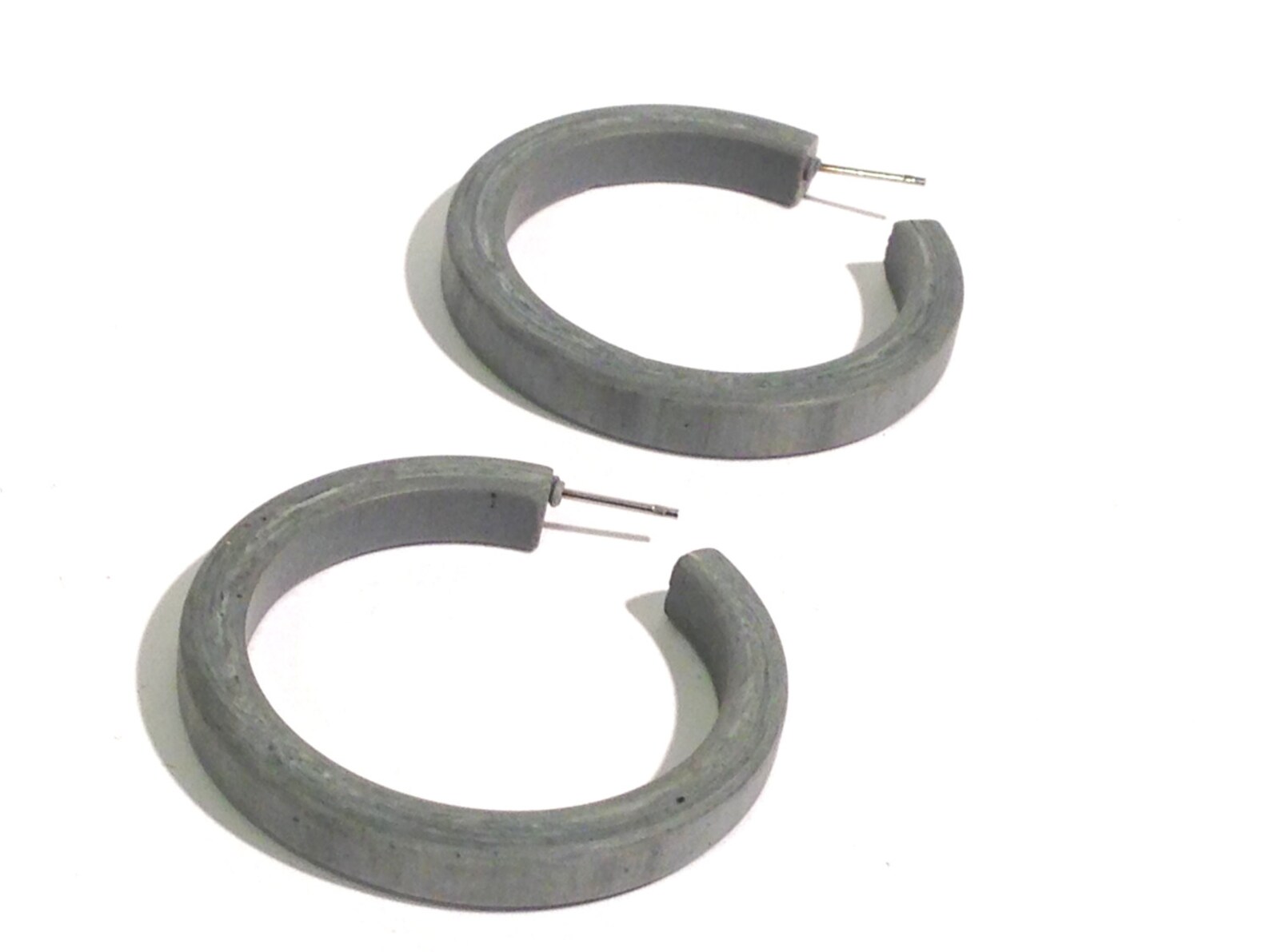 Grey Hoop Earrings Marbled Soft Grey Hoops Gray Matte - Etsy