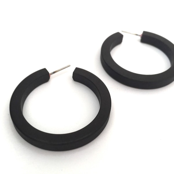 Black Hoop Earrings - Etsy