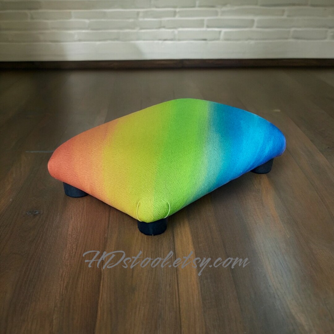 Colorful Rainbow Print Foot Rest for Desk - Small Space Saver Footstool ...