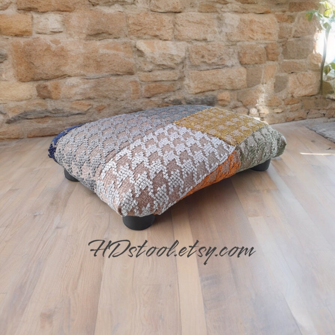 Unique Patchwork Footstool for Desk - Home Office One-of-kind Little ...