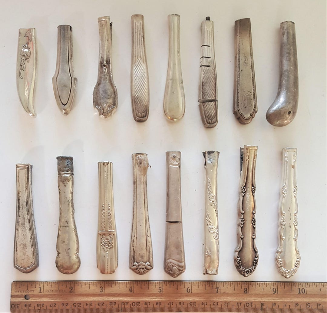 Vintage Knife Handles Lot: 16 Rare Silverware Parts for Assemblage Art ...