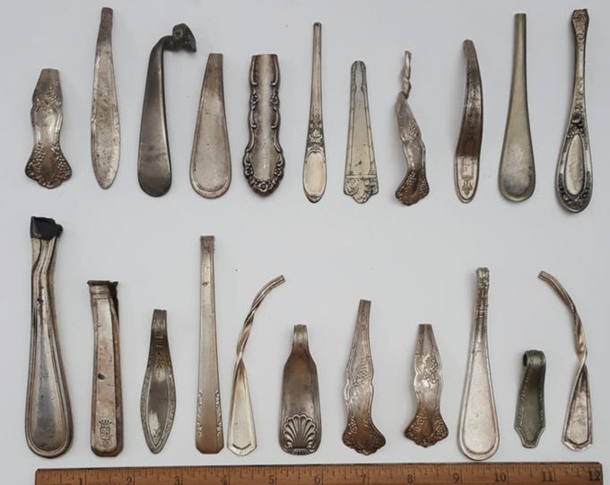 Vintage Silverware Handles Lot: Rare Bent Silver Spoon Handles for ...