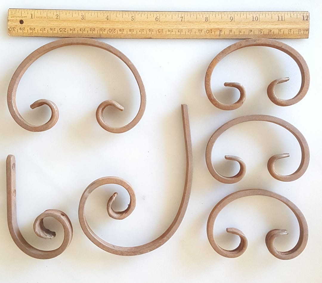 Set of 6 Rustic Iron Scroll Brackets - Etsy