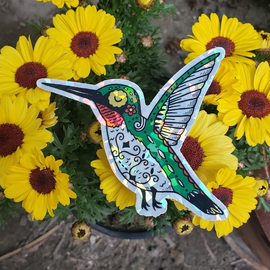 Hummingbird Holographic Die-cut Sticker | Etsy