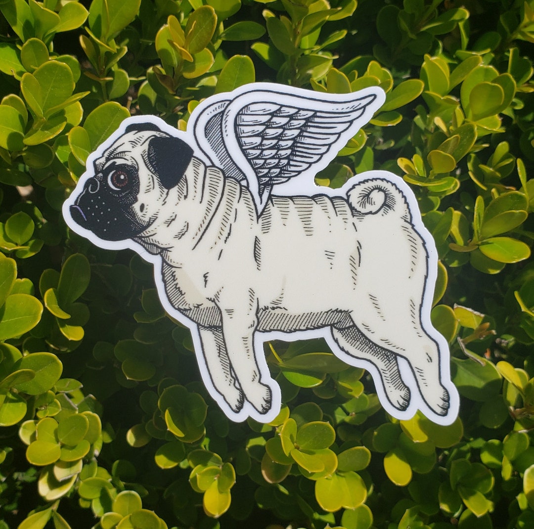 Flying Pug Dog Die-cut 3" Vinyl Sticker - Etsy