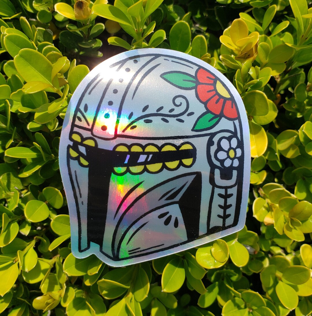 Mando Calavera Holographic Sticker - Etsy