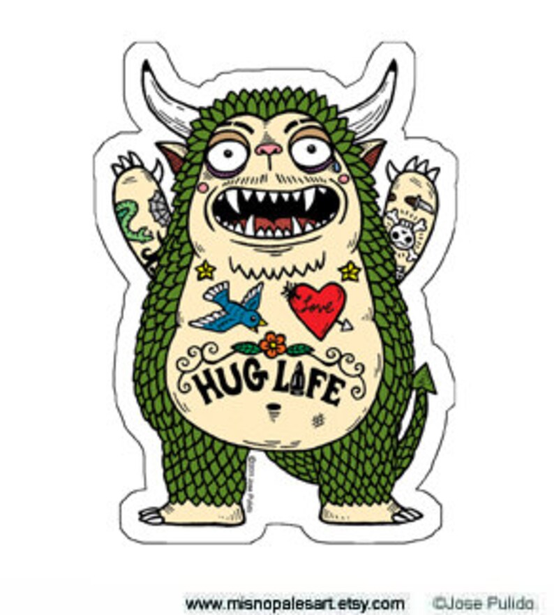 Hug Monster Die Cut Clear Vinyl Sticker | Etsy