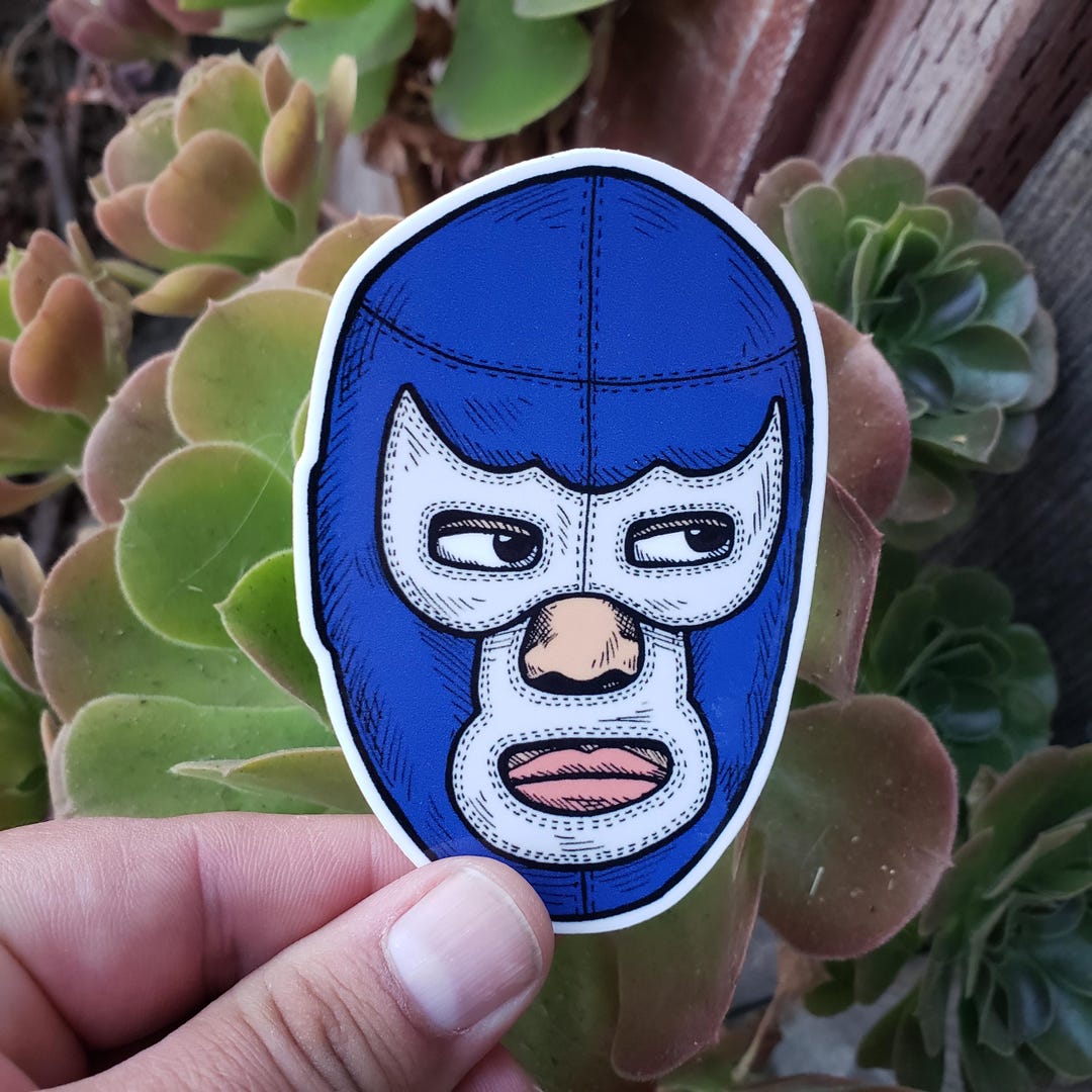 Blue Luchador Die-cut 3" Vinyl Sticker - Etsy