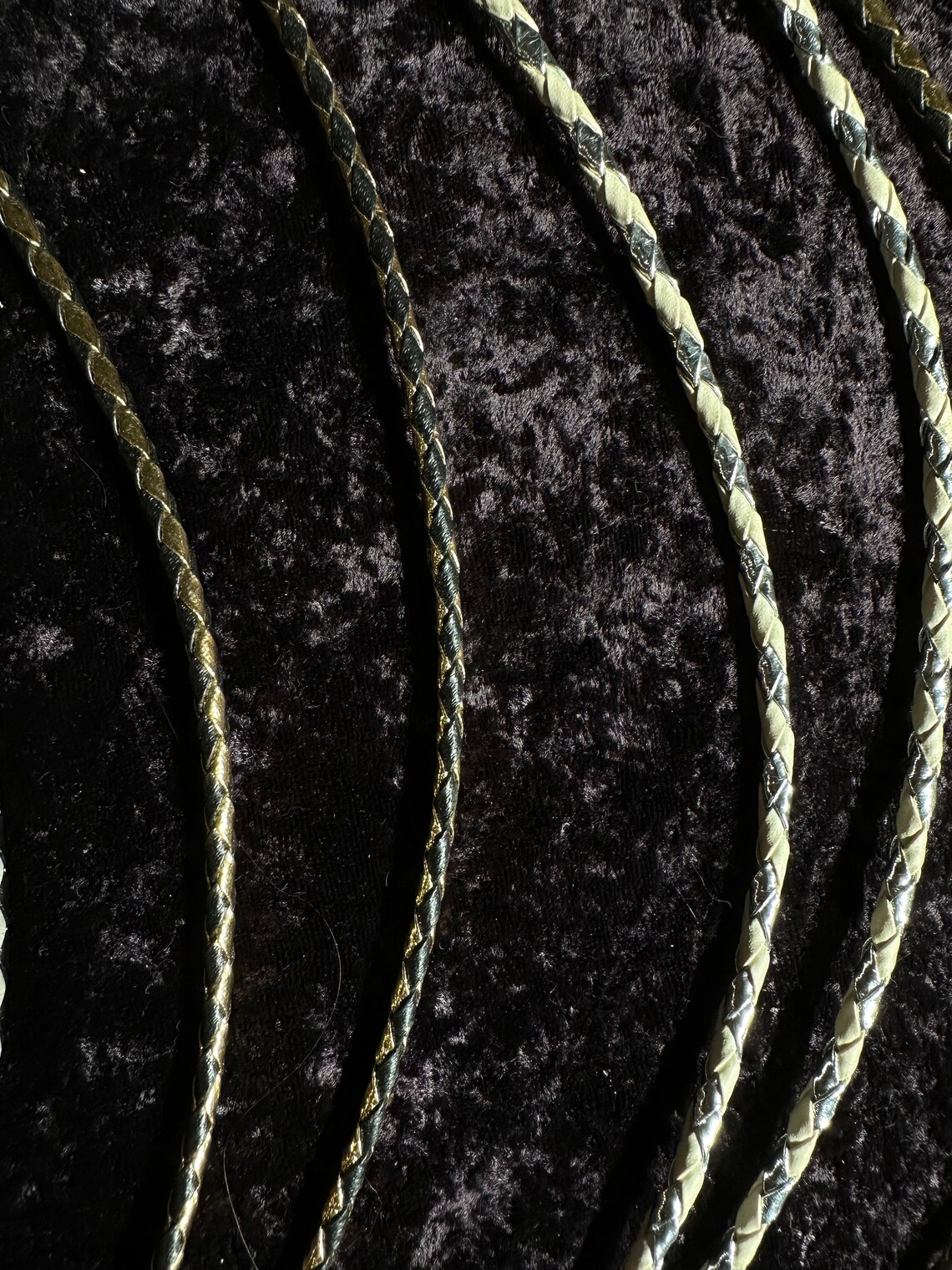 Vintage Set of 8 Silver, Black, and Gold Bolo Tie Strings, No Metal ...