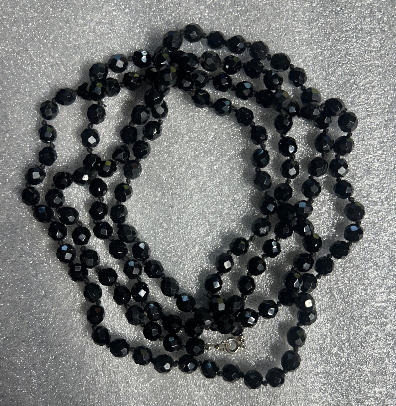 Vintage Opera Length Necklace With Large Black Faceted Hematite - Etsy