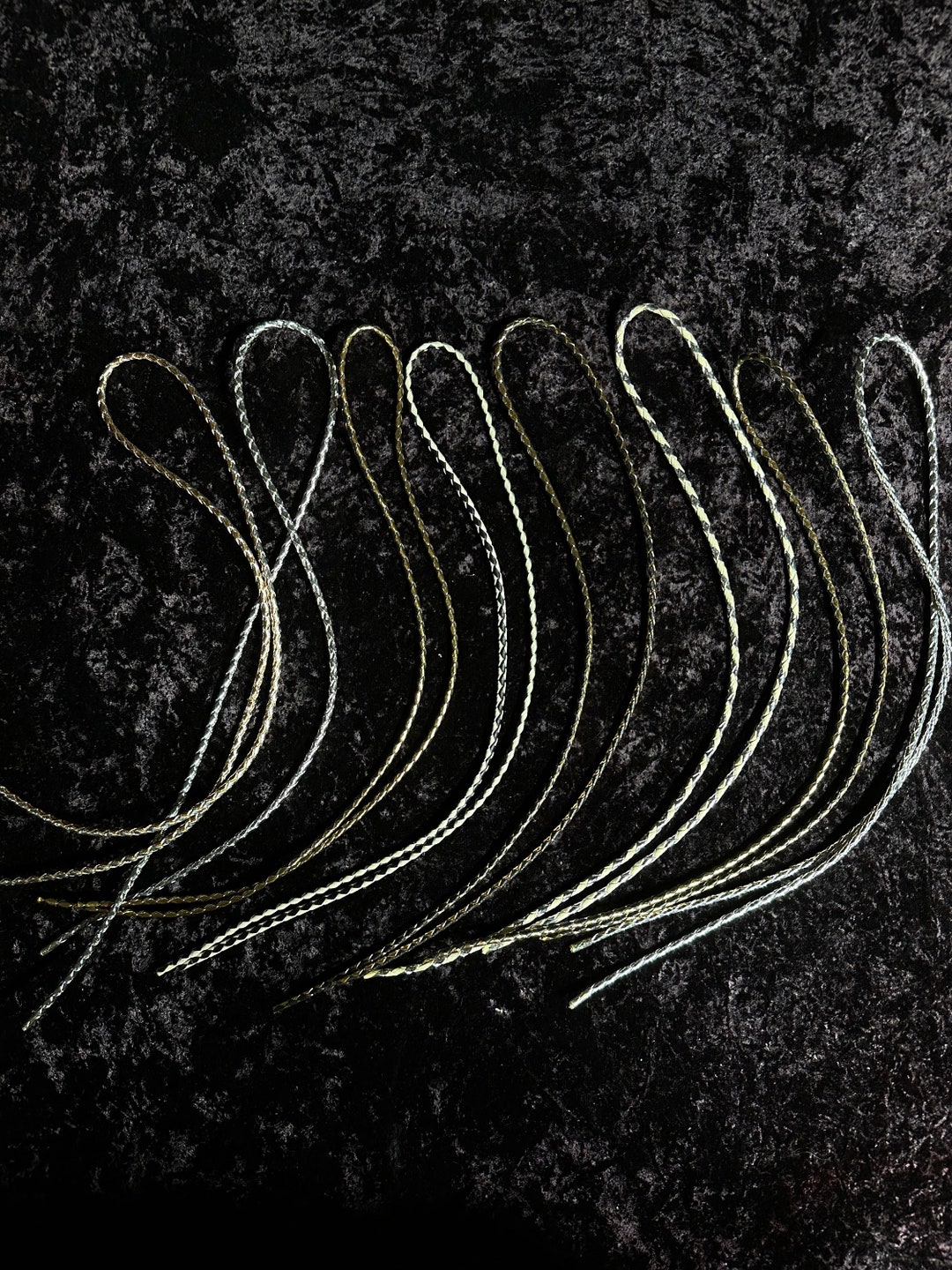 Vintage Set of 8 Silver, Black, and Gold Bolo Tie Strings, No Metal ...