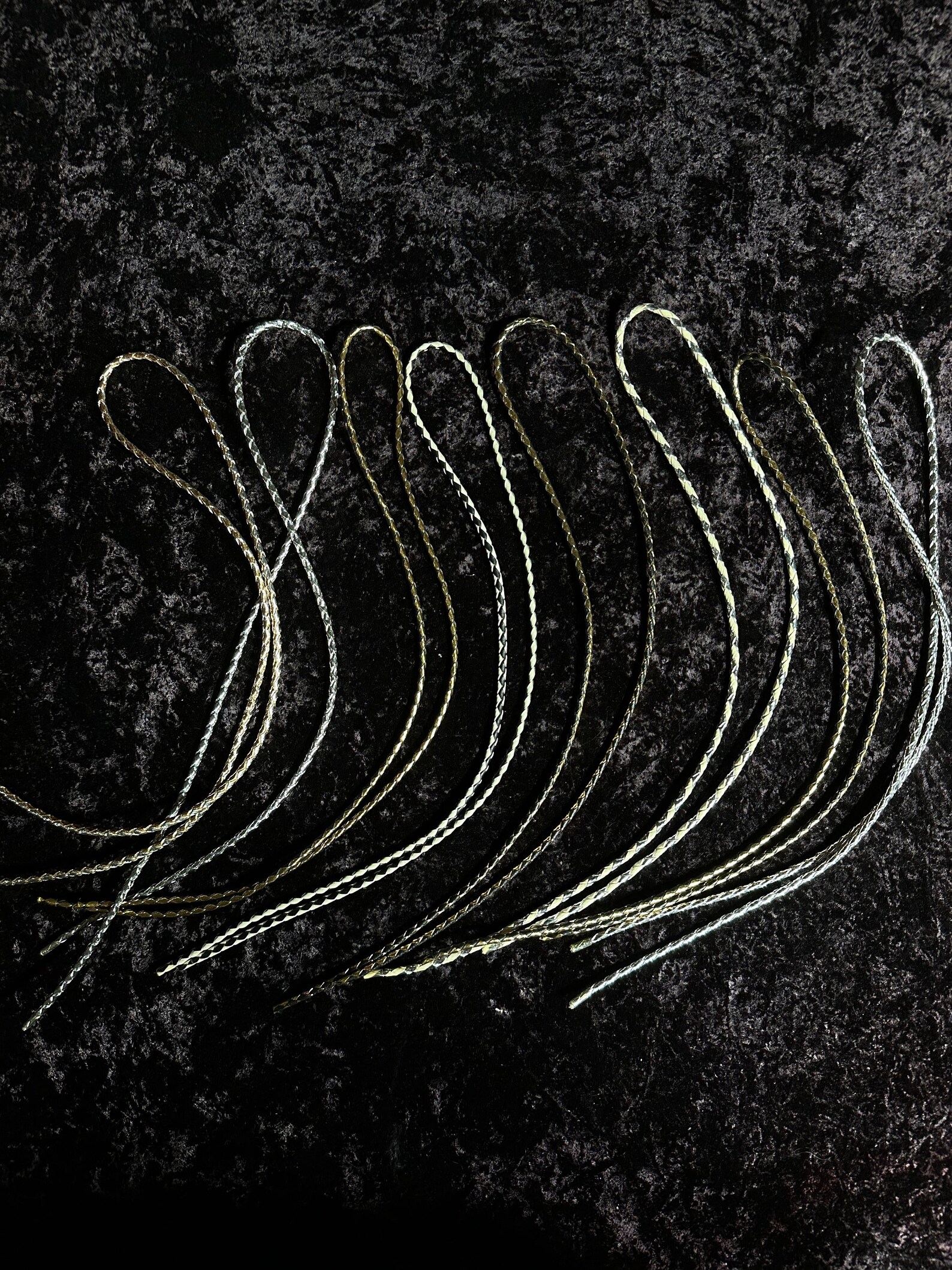 Vintage Set of 8 Silver, Black, and Gold Bolo Tie Strings, No Metal ...
