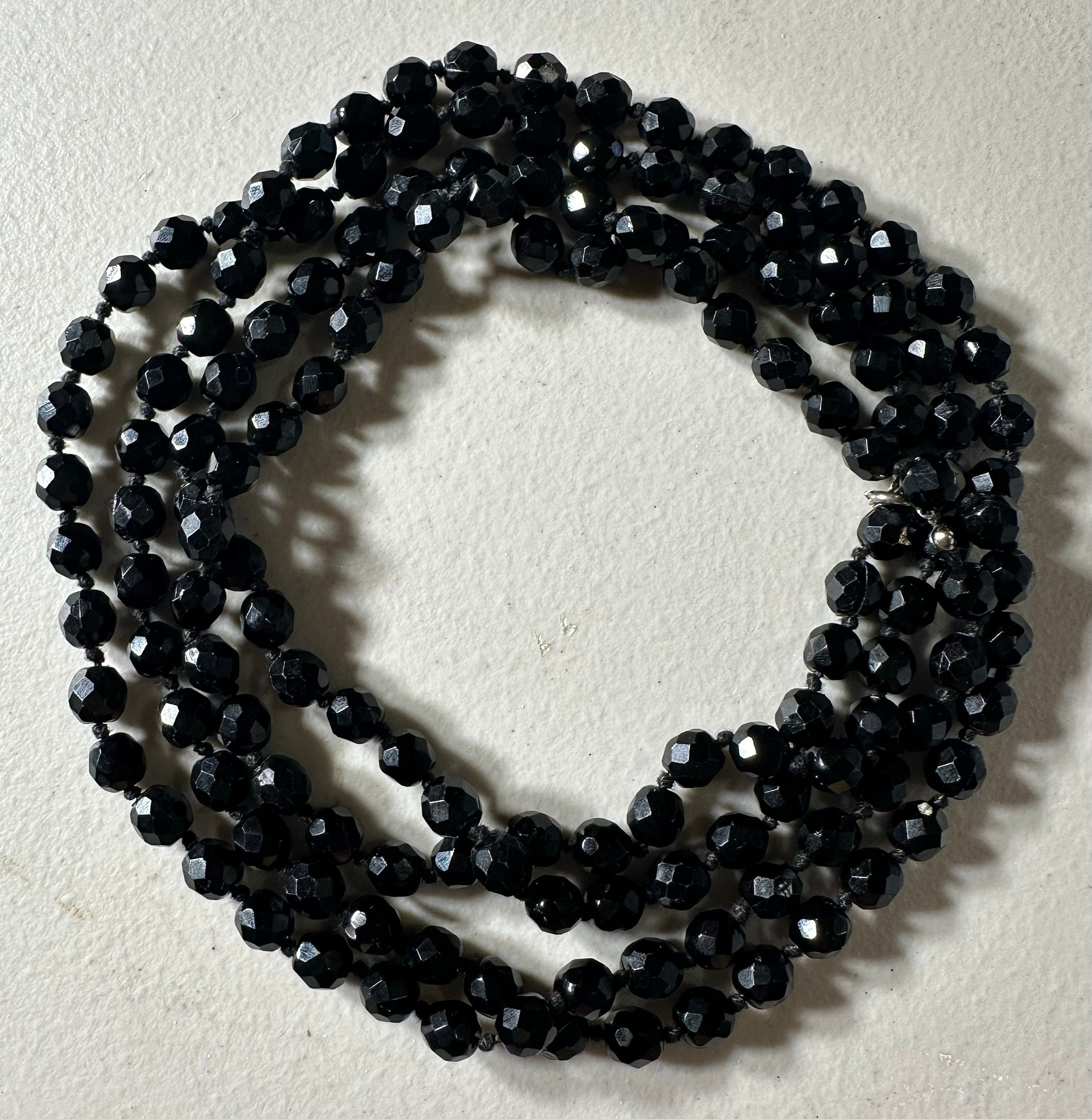 Vintage Opera Length Necklace With Large Black Faceted Hematite - Etsy
