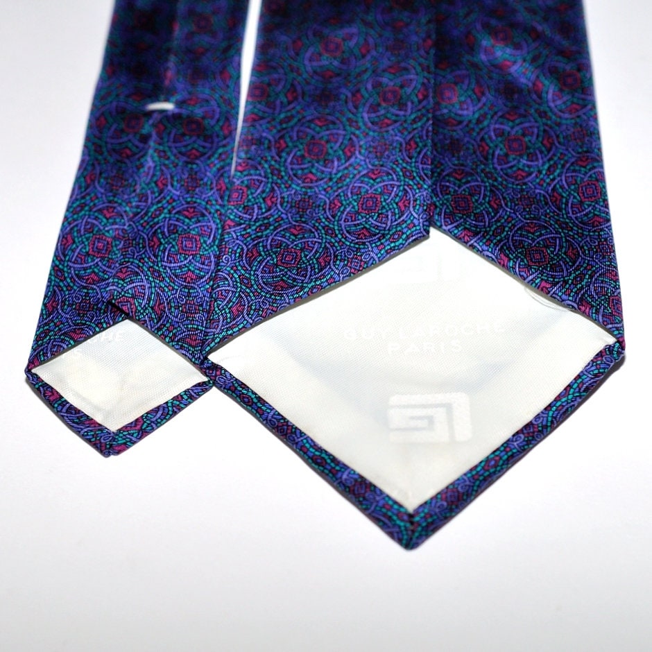 Vintage Guy Laroche Paris 100 Pure Silk Twill Tie Necktie Tie Navy