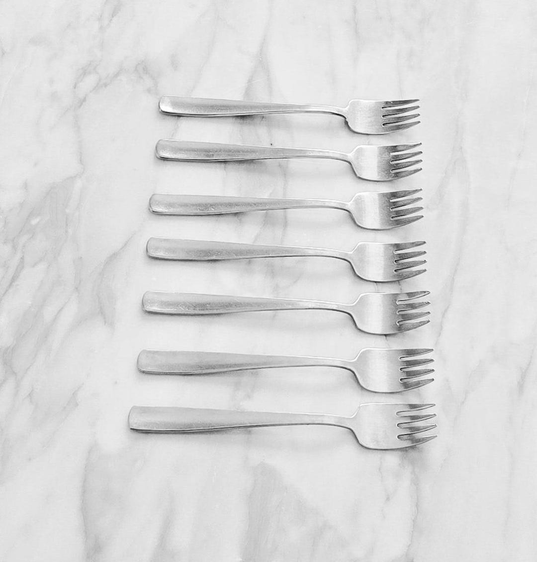 Vintage Danish Modern Gense Sweden in the Facette Pattern Stainless Steel Salad / Dessert Forks ...