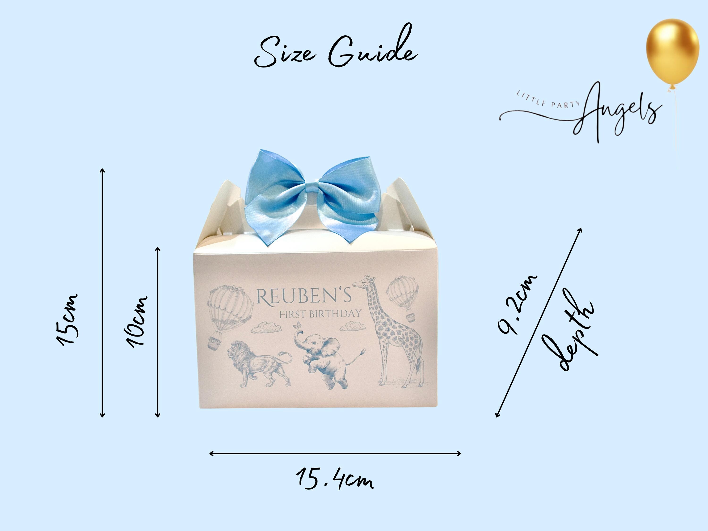 Personalised Blue Safari Gable Box, Baby First Birthday Favour, Jungle ...