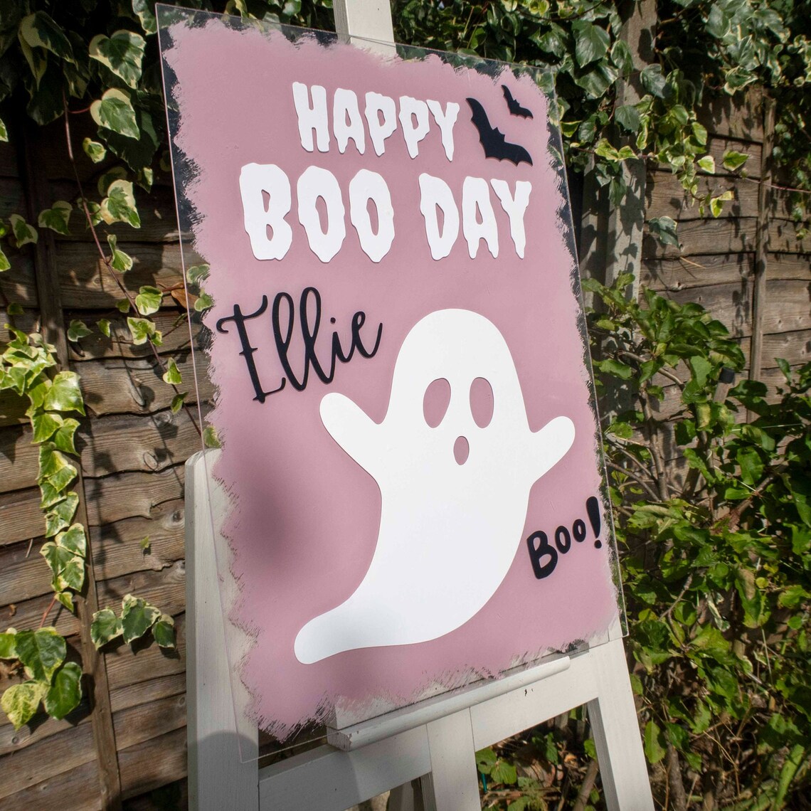 Personalised Happy Boo Day Sign, Spooky Halloween Birthday Sign, Ghost ...