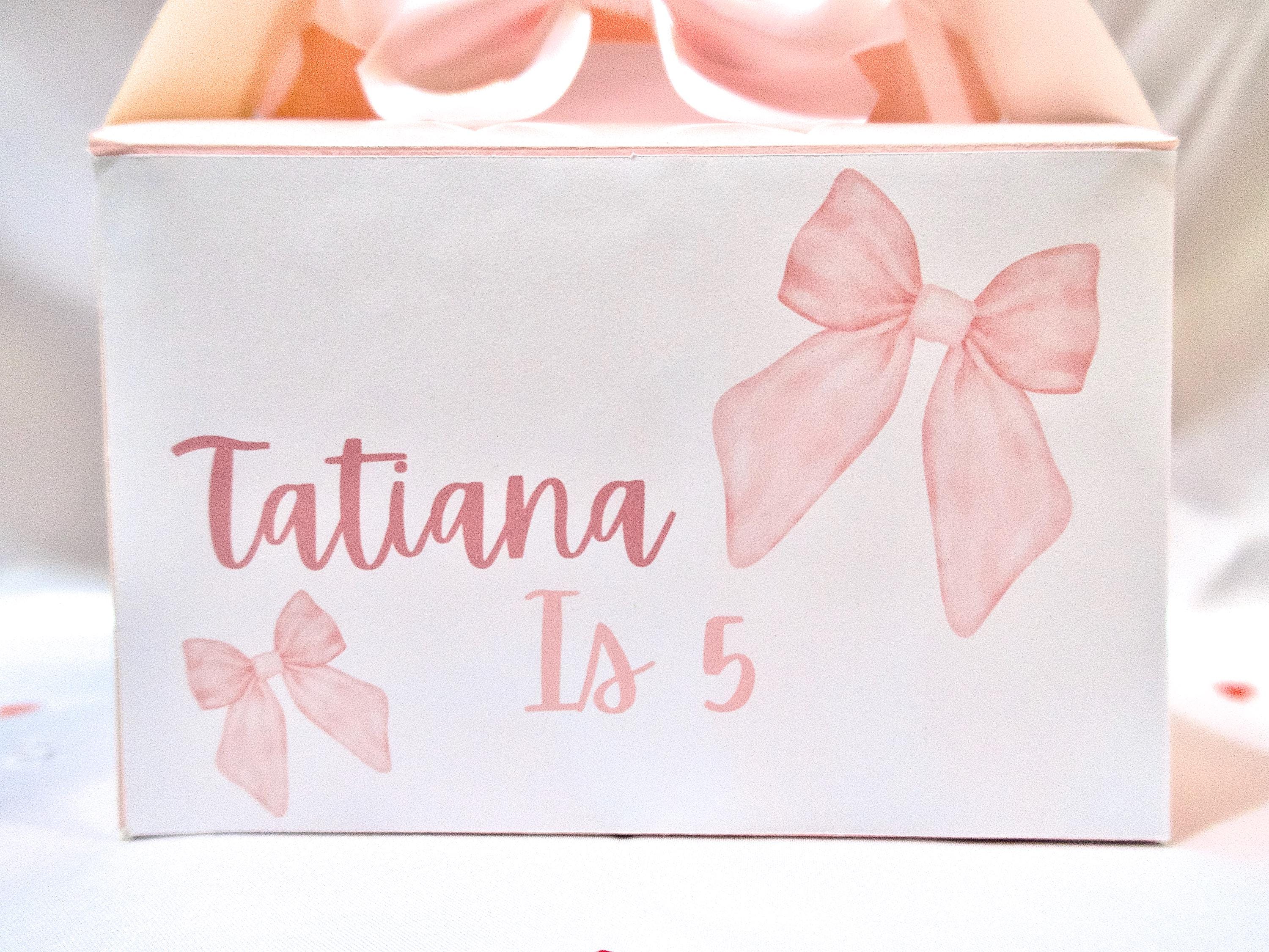 Personalised Girls Birthday Party Box, Pink Bow Themed Cake Box, Pretty ...