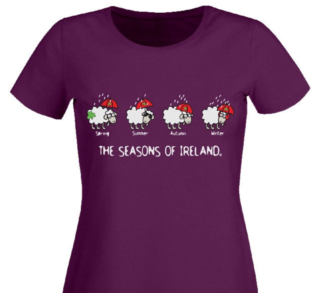 Seasons of Ireland, Tee, 4 Sheep, 4 Seasons, 4 Umbrellas, Women Fitted ...