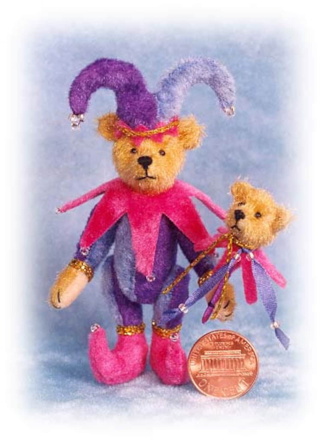 PDF Pattern & Instructions for Miniature Teddy Bear DIY Jester Bear 2 5 ...
