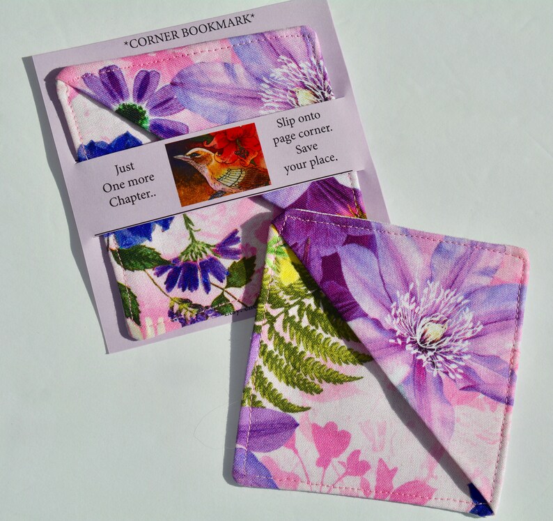 Floral Corner Bookmark: Handcrafted Cotton Fabric, Book Lover Gift - Etsy