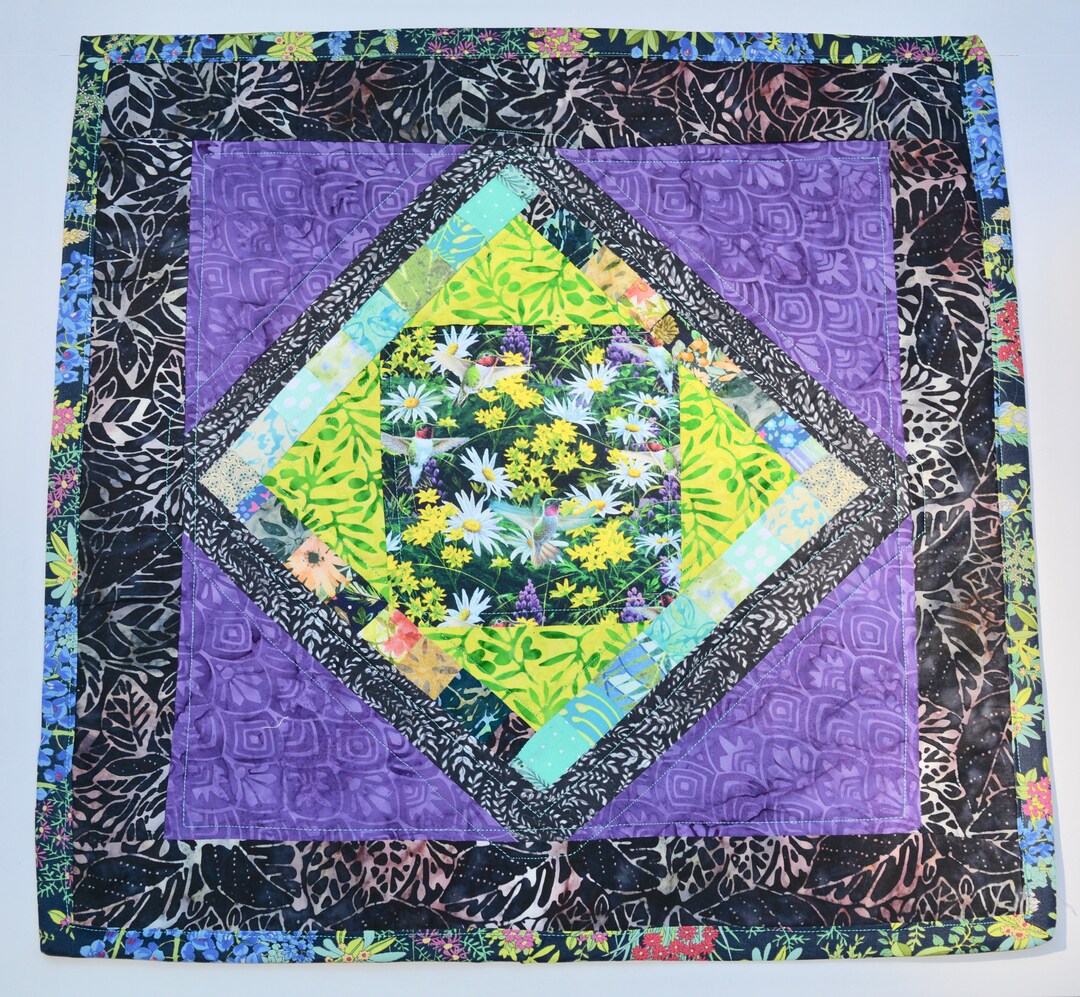 Hummingbird Quilted Table Topper: Handmade Patchwork Centerpiece (20x20 ...