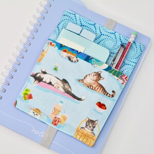 Cats Pen Holder BOOKMARK With Notepad and Tabs, Journal Sleeve Elastic ...