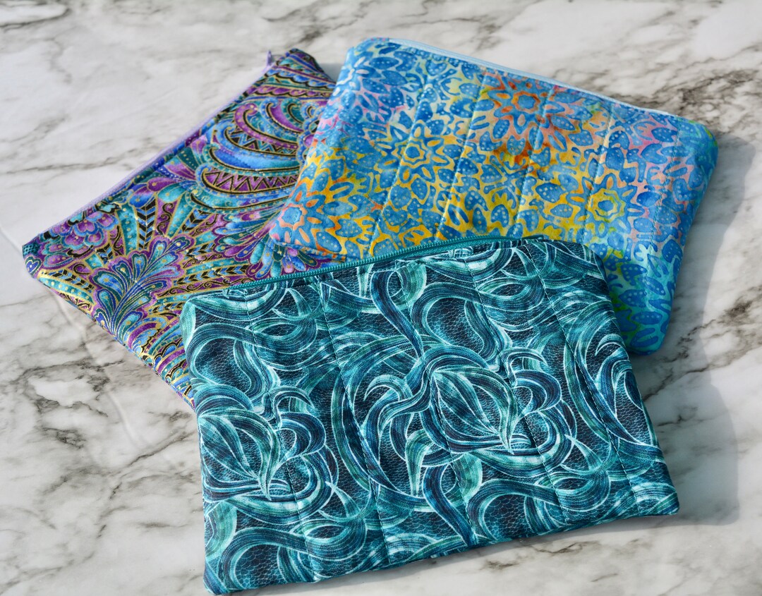 Zipper Pouch Beautiful Blues, 5x7 Lined Zipper Pouch, Travel Bag, or ...