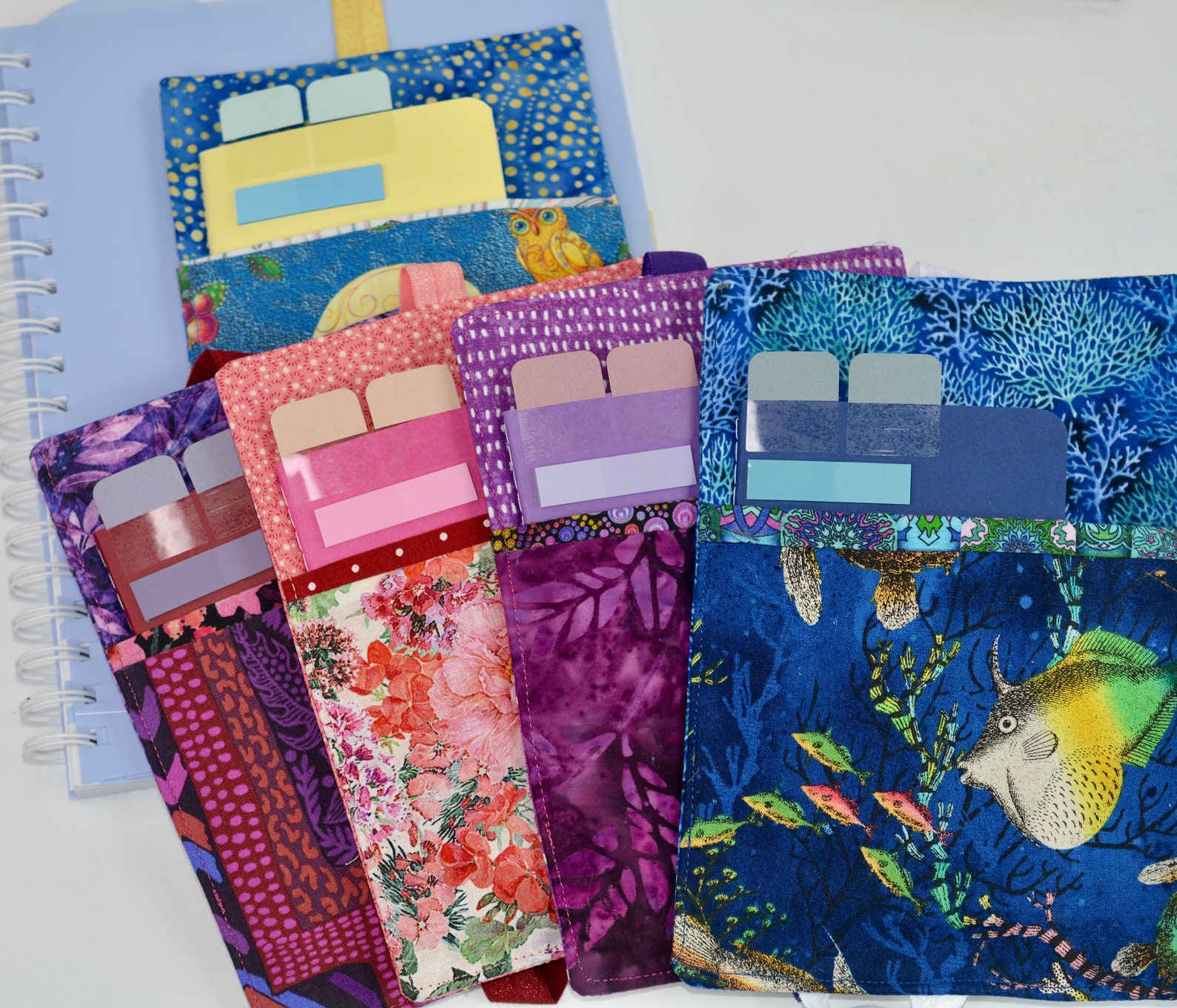 Fabric Bookmark Pen Holder: Adjustable Book Pouch With Notebook - Etsy