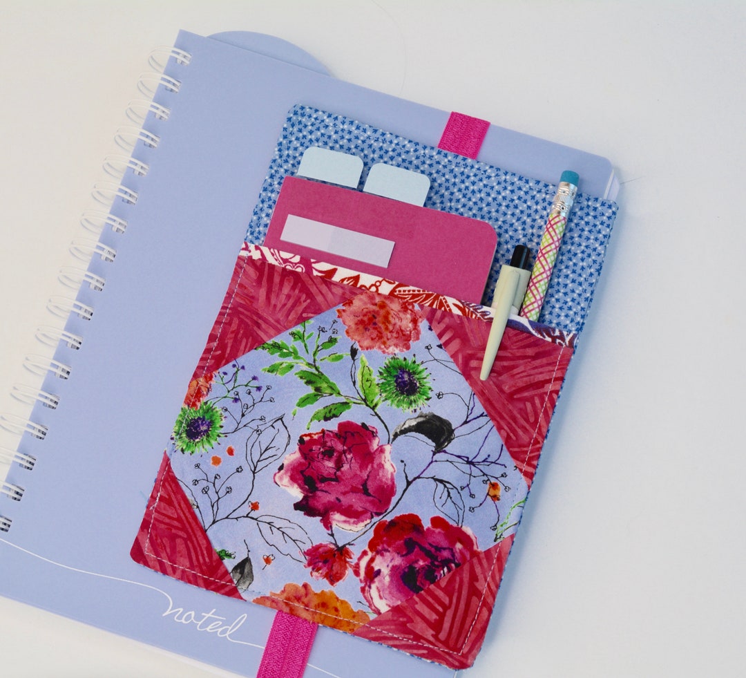 Journal Pen and Tabs Sleeve Elastic, Rose Floral Pen Holder BOOKMARK ...