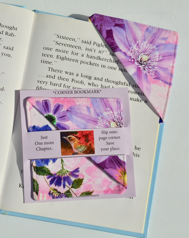 Floral Corner Bookmark: Handcrafted Cotton Fabric, Book Lover Gift - Etsy