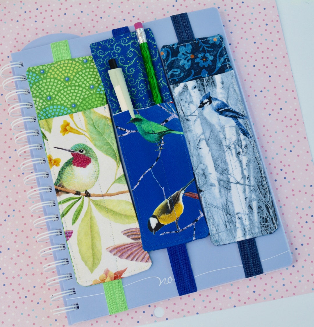 Pen Holder for Journal, Fabric Pen Holder Sleeve, Elastic Bookmark for ...