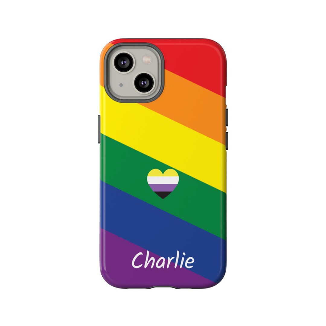 Personalized Rainbow Flag Nonbinary Heart LGBTQ Phone Case for iPhone ...