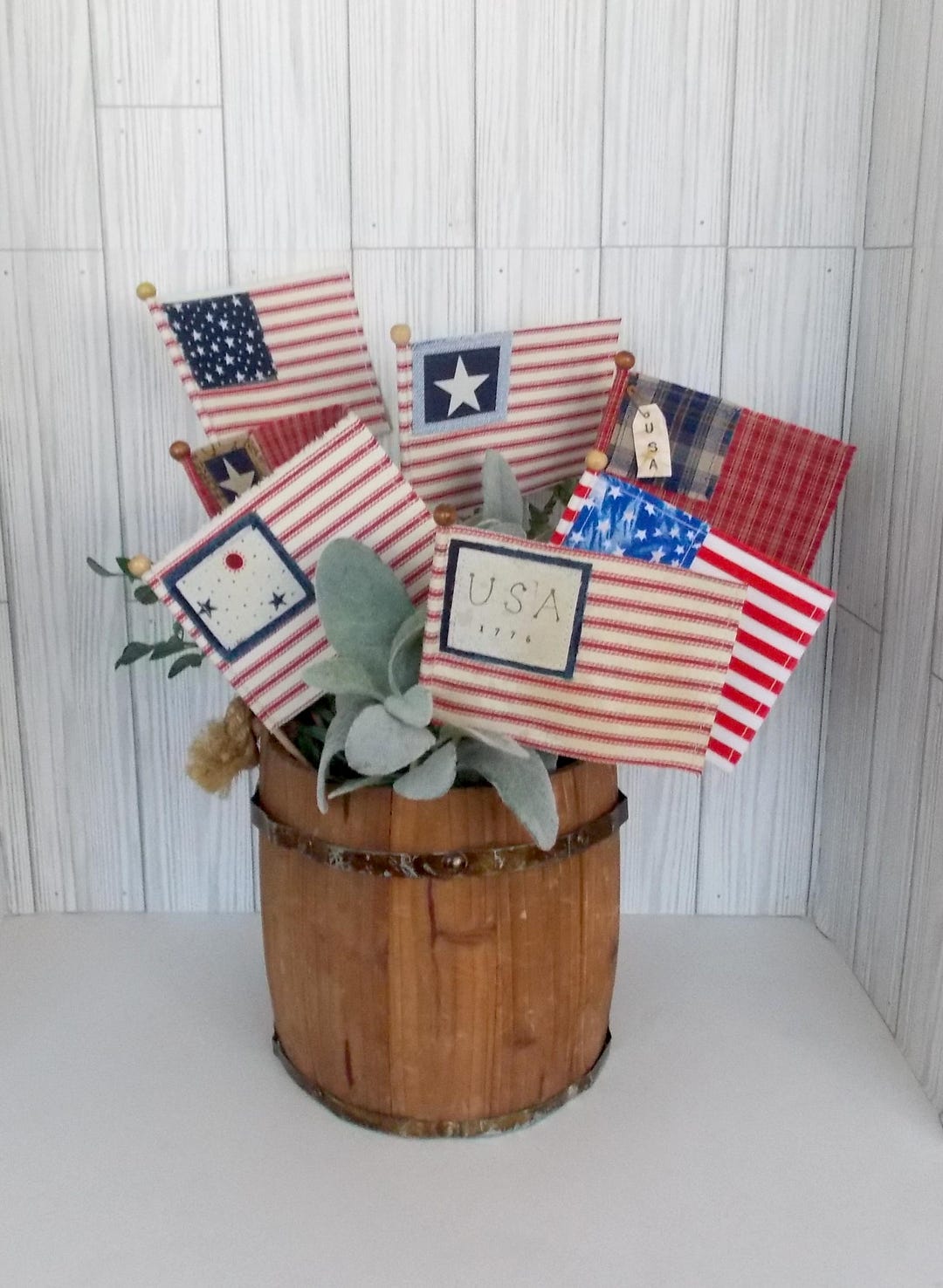 Primitive American Fabric Mini Flags, Patriotic Small Flags,memorial ...